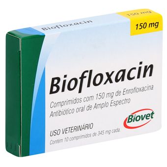 Antibiótico Biofloxacin Biovet 150mg c/ 10 Comprimidos - parceiropet