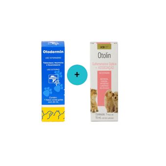 Kit 1 Otodermin Bravet 20ml + 1 Otolin UCBVET 15ml - parceiropet