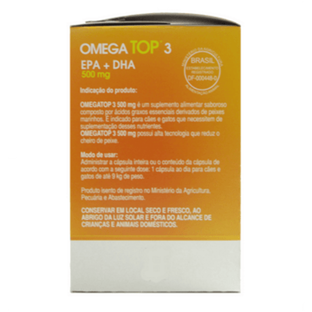 Omega Top 3 EPA + DHA 500mg Suplem. Alimentar C/ 40 cápsulas Moles ...