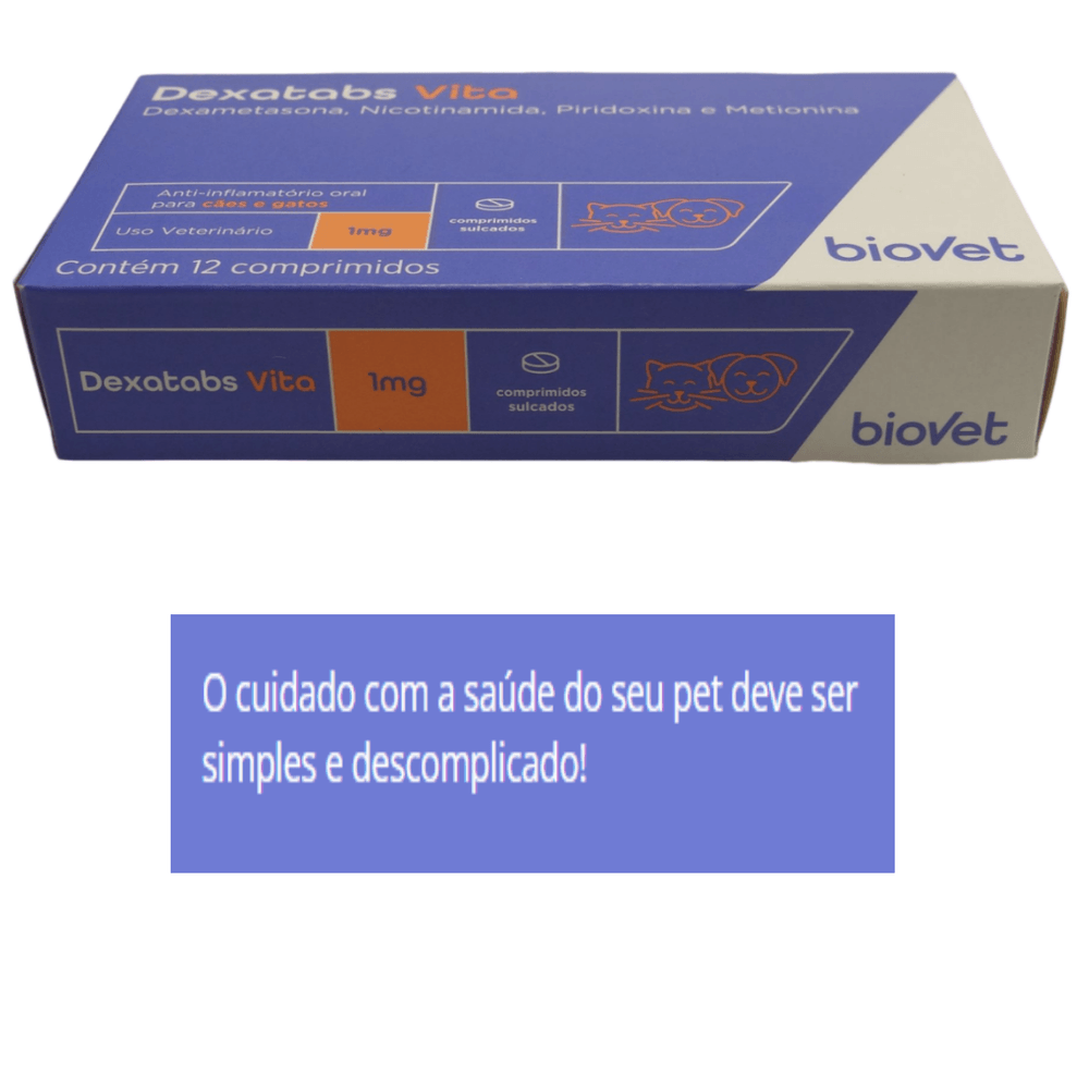 Dexatabs Vita para Cães e Gatos 1mg com 12 comprimidos - Biovet ...
