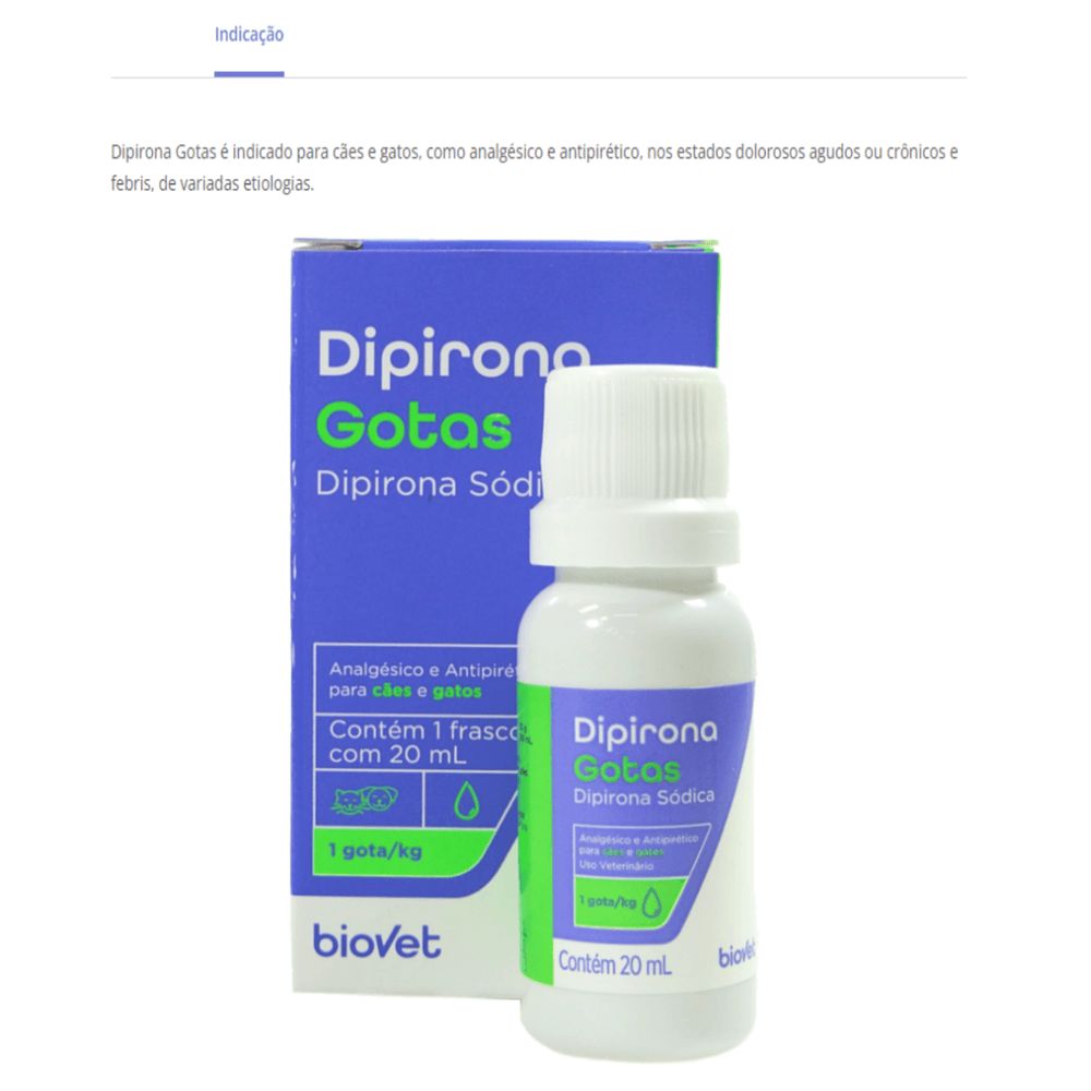 Dipirona Gotas Biovet 20ml - parceiropet