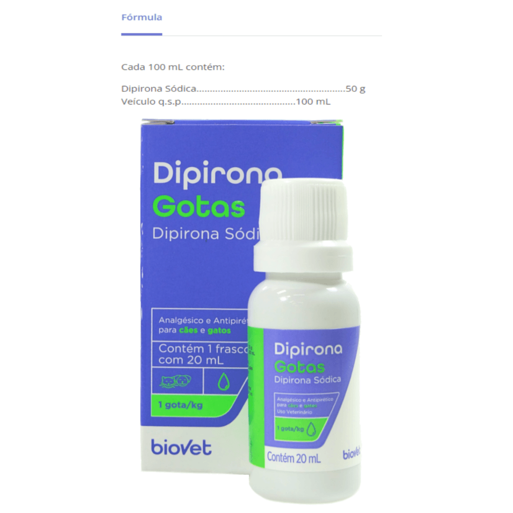 Dipirona Gotas Biovet 20ml - parceiropet
