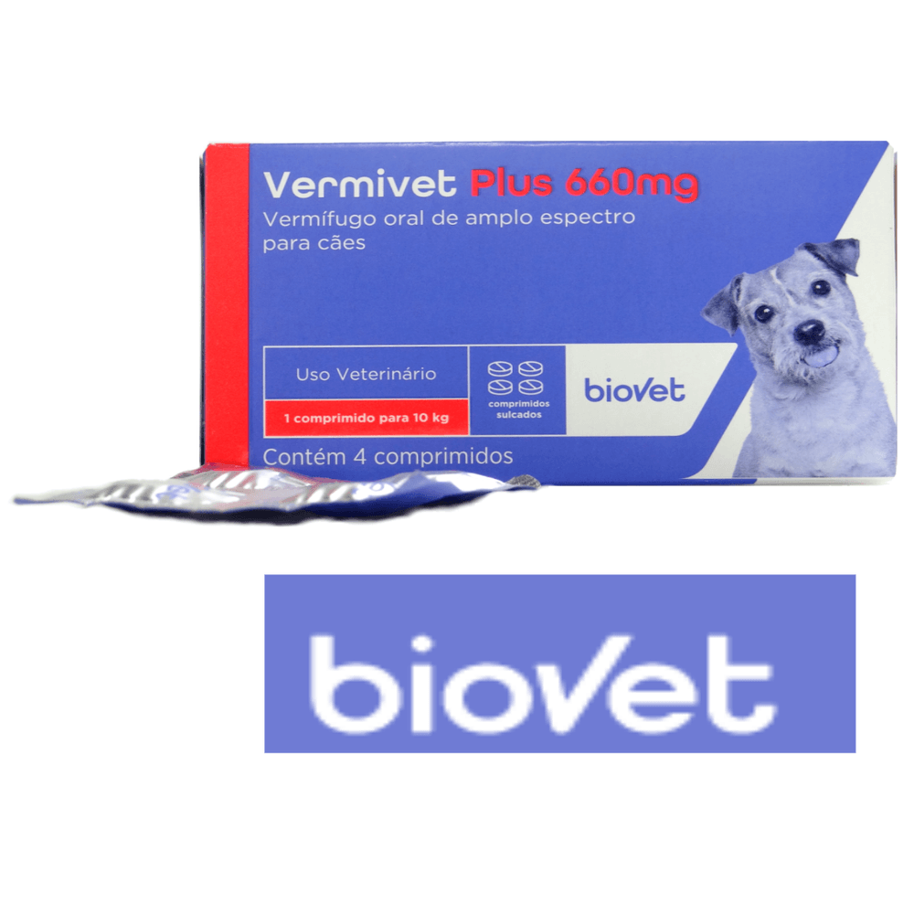 Kit com 10 Vermivet Plus Biovet 660mg c/ 4 Comprimidos - parceiropet