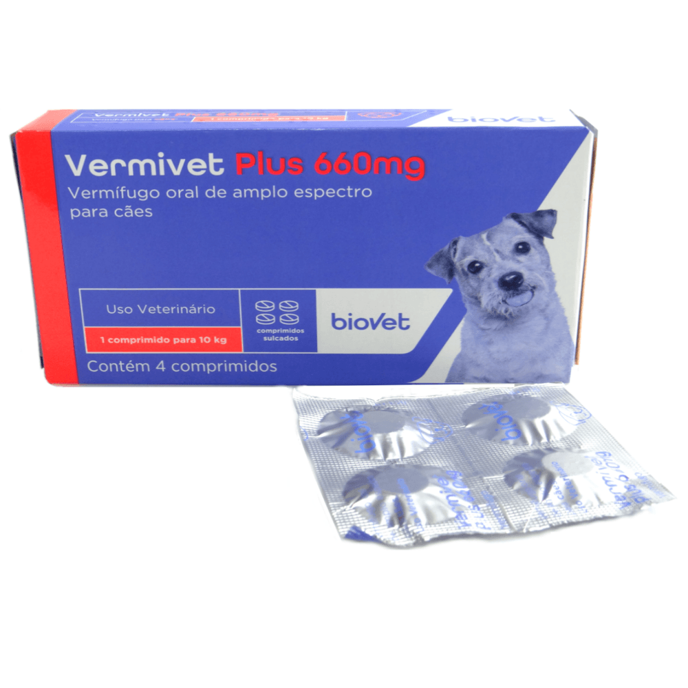Kit 30 Vermífugo Vermivet Plus Biovet 660mg c/ 4 Comprimidos - parceiropet