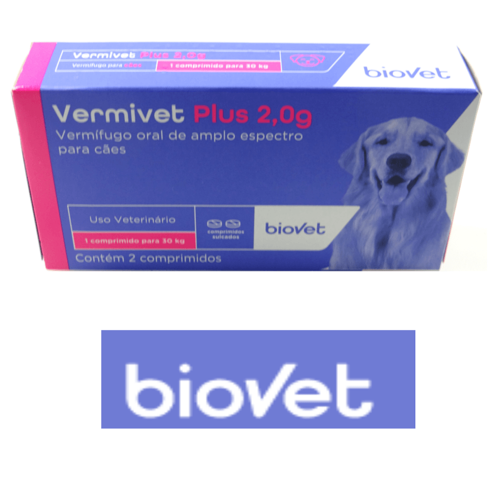 Kit 21 Vermífugo Vermivet Plus Biovet 2g C/ 2 Comprimidos - parceiropet