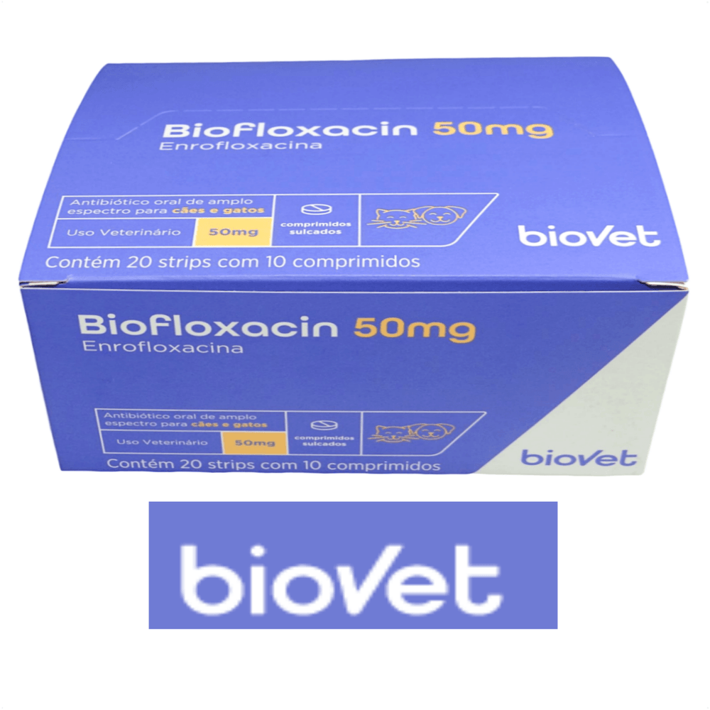 Biofloxacin 50mg Display C/ 200 Comprimidos- Biovet - parceiropet