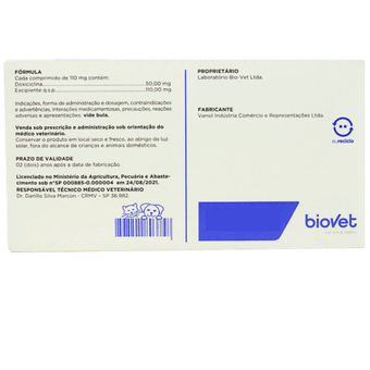 Doxitabs 50mg com 14 Comprimidos para Cães e Gatos Biovet - parceiropet