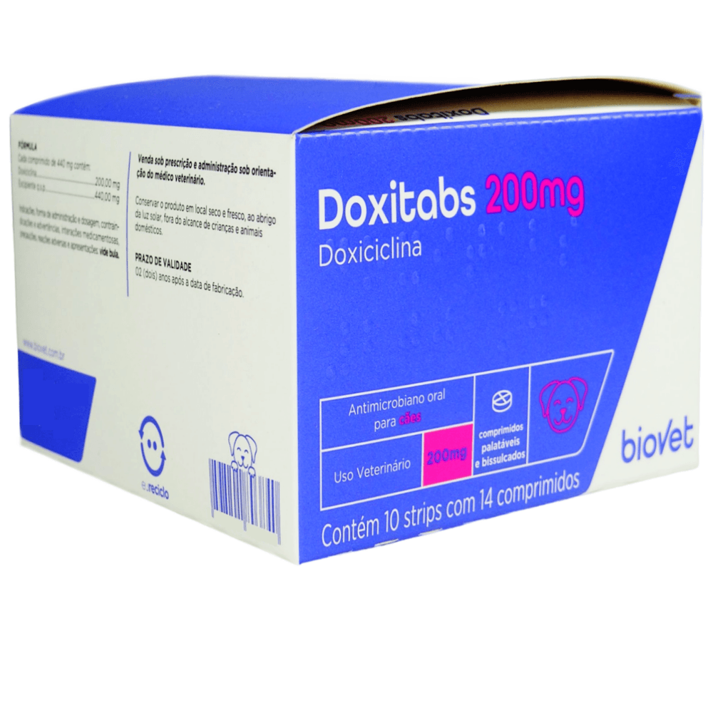 Doxitabs 200mg com 140 Comprimidos para Cães Biovet - parceiropet