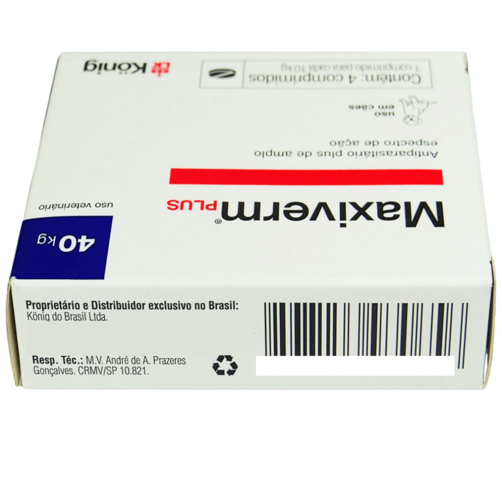 Antiparasitário Maxiverm Plus König c/ 4 Comprimidos de 660mg - parceiropet