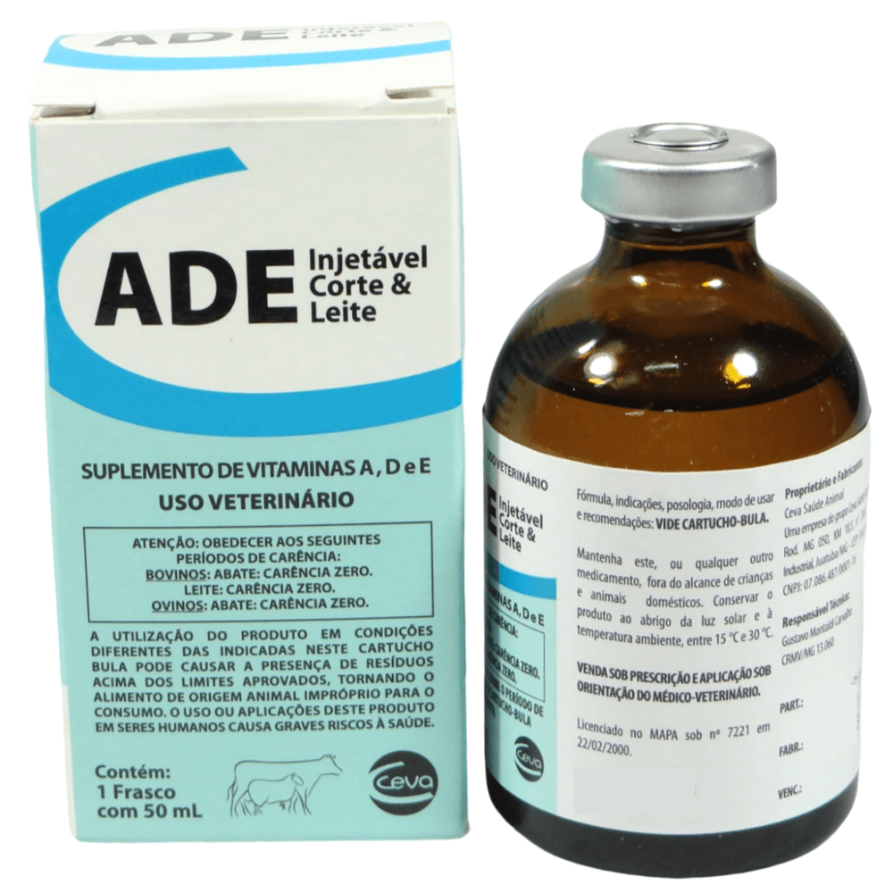 Suplemento ADE Injetável 50ml Ceva - parceiropet