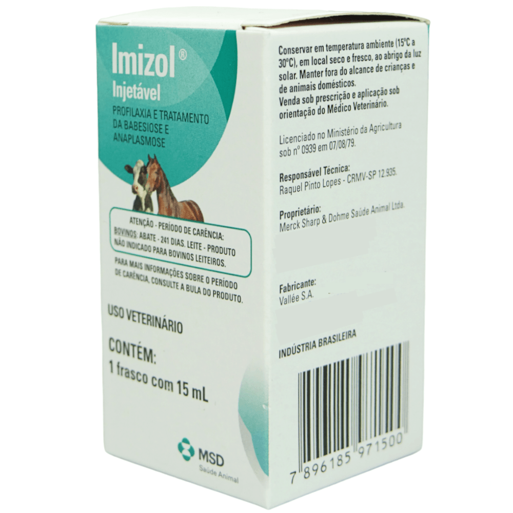 Imizol Injetável 15ml MSD - parceiropet