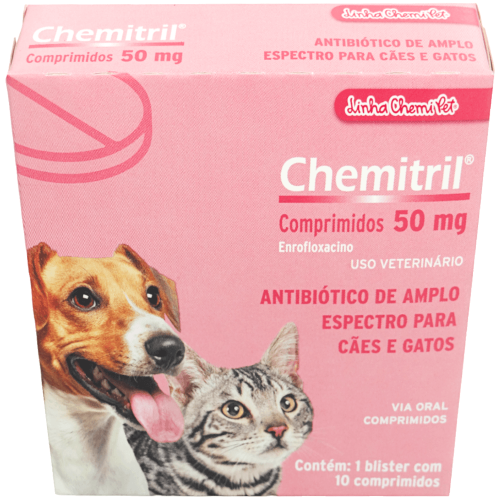 Chemitril 50mg Com 10 Comprimidos Para Cães e Gatos Chemitec Kit Com 5 ...