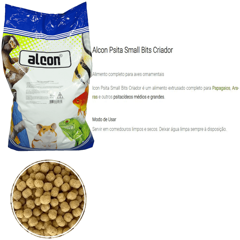 Alcon Psita Small Bits Criador 4,5 kg - parceiropet
