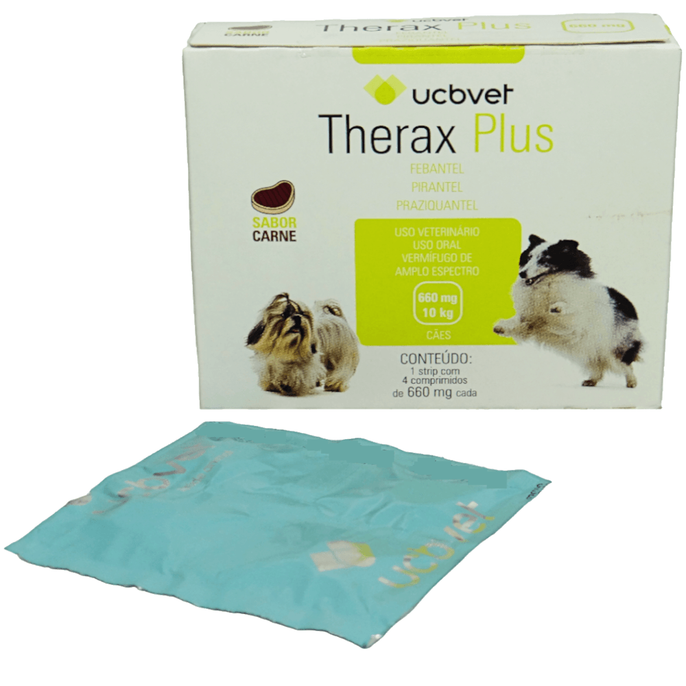 Vermífugo Therax Plus 660mg C/4 comp. UCBVET - parceiropet