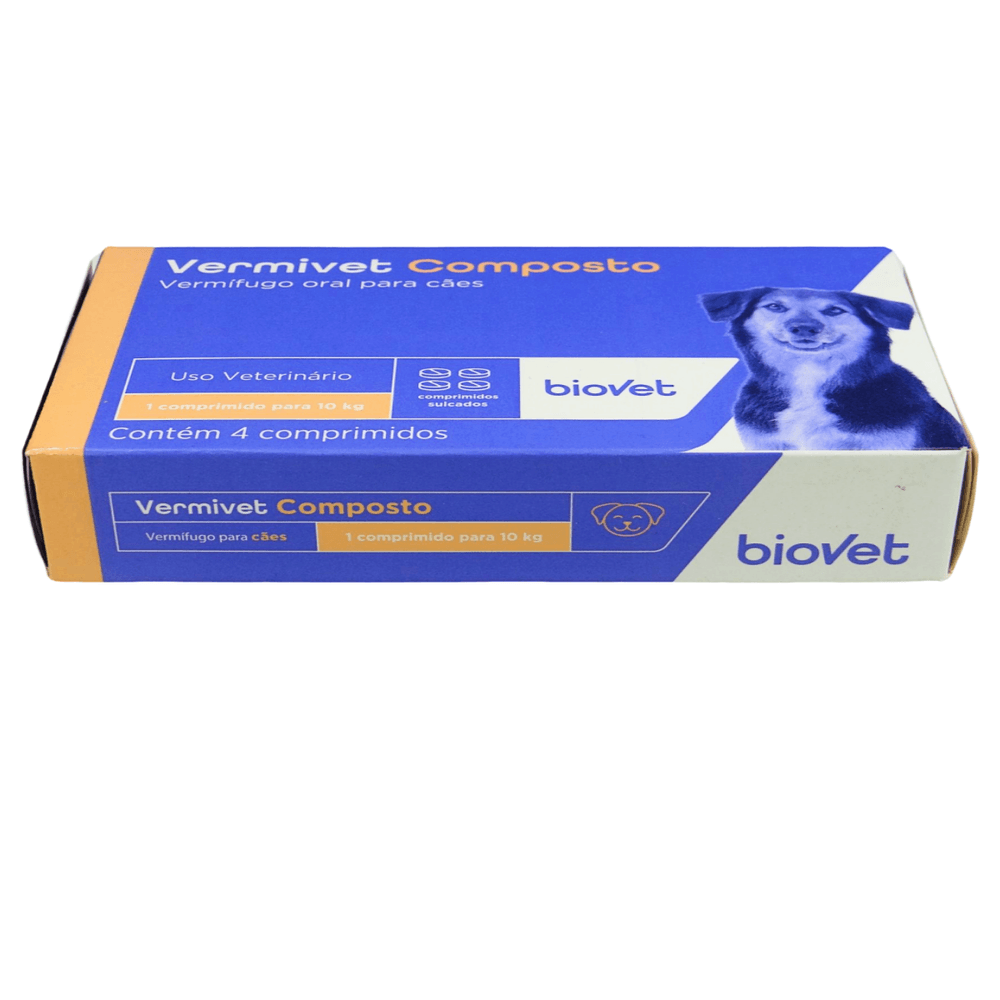 Kit Vermífugo Vermivet Composto Biovet 600mg c/ 4 Comprimidos C/ 3 ...