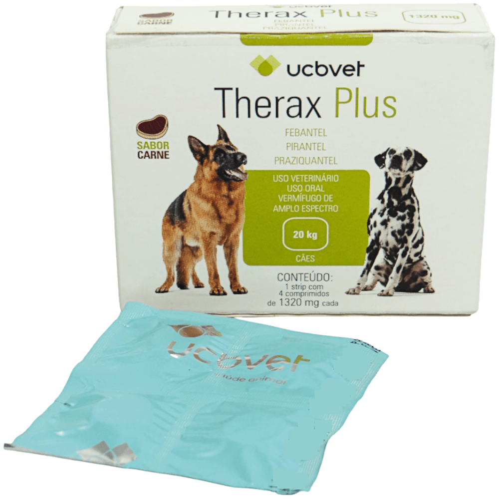 Therax Plus 1320mg Com 4 comprimidos Vermífugo UCBVET - parceiropet