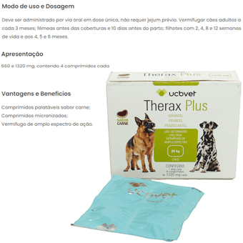 Therax Plus 1320mg Com 4 comprimidos Vermífugo UCBVET - parceiropet