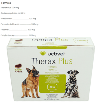 Therax Plus 1320mg Com 4 comprimidos Vermífugo UCBVET - parceiropet