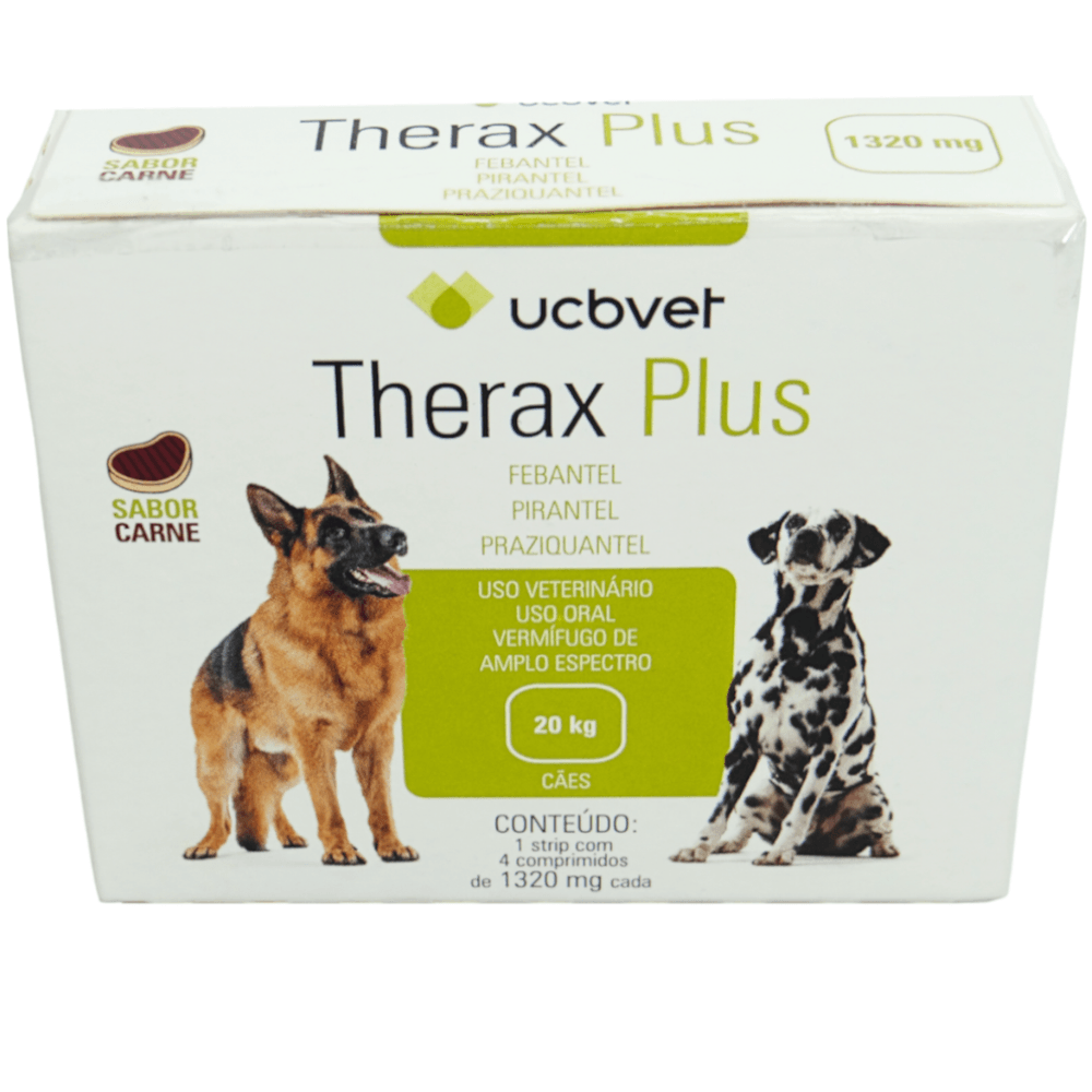 Therax Plus 1320mg Com 4 comprimidos Vermífugo UCBVET - parceiropet