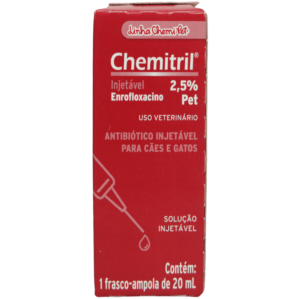Chemitril Chemitec 2,5% Injetável 20ml Para Cães e Gatos - parceiropet