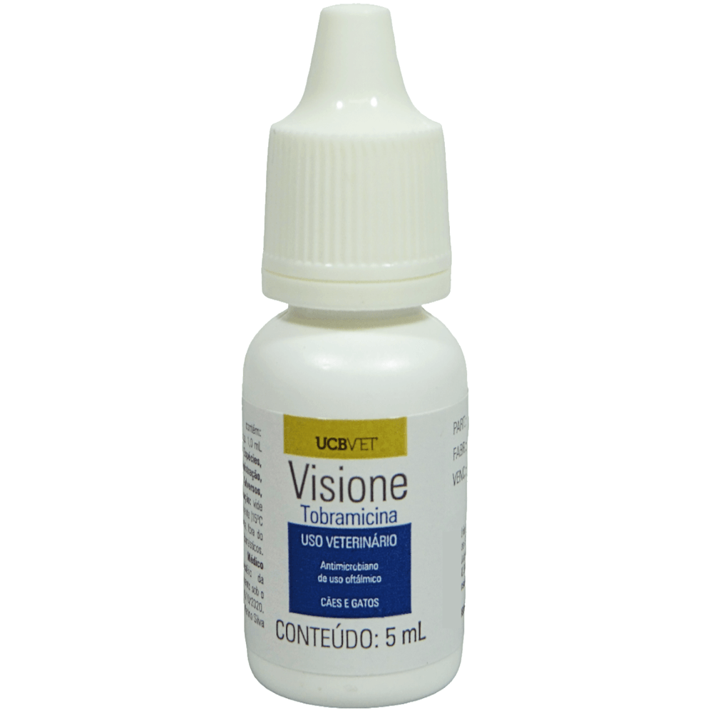 Visione Colírio Tobramicina 5ml Para Cães e Gatos ucbvet - parceiropet