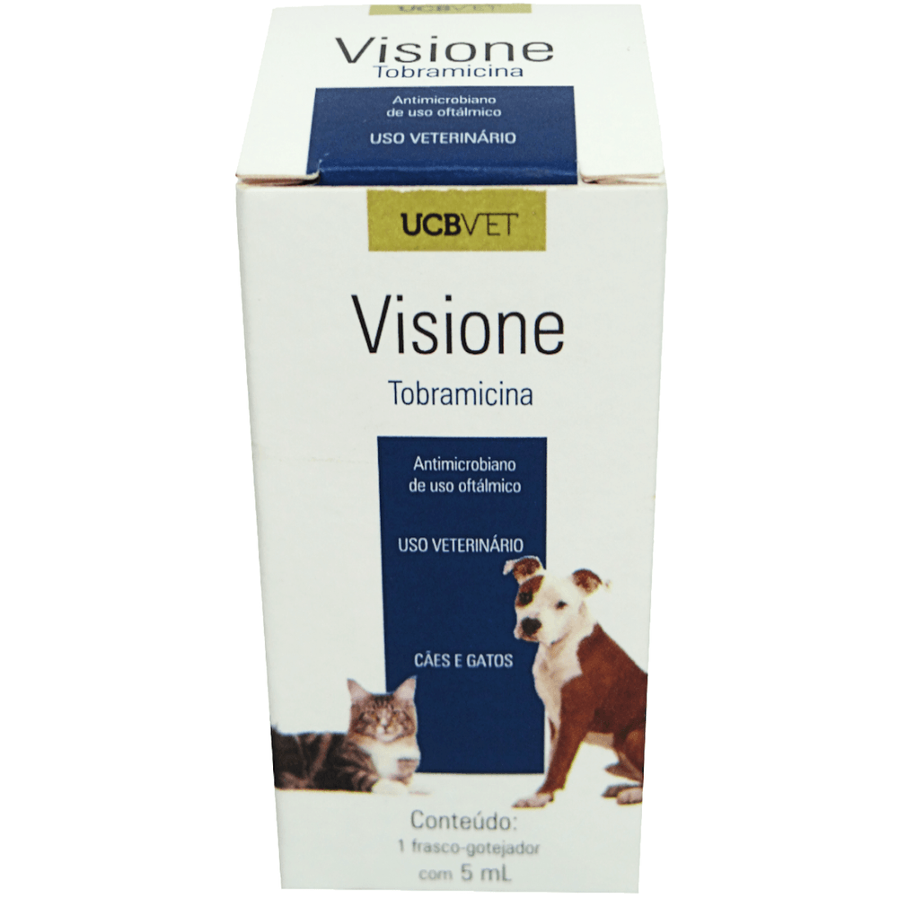 Visione Colírio Tobramicina 5ml Para Cães e Gatos ucbvet - parceiropet