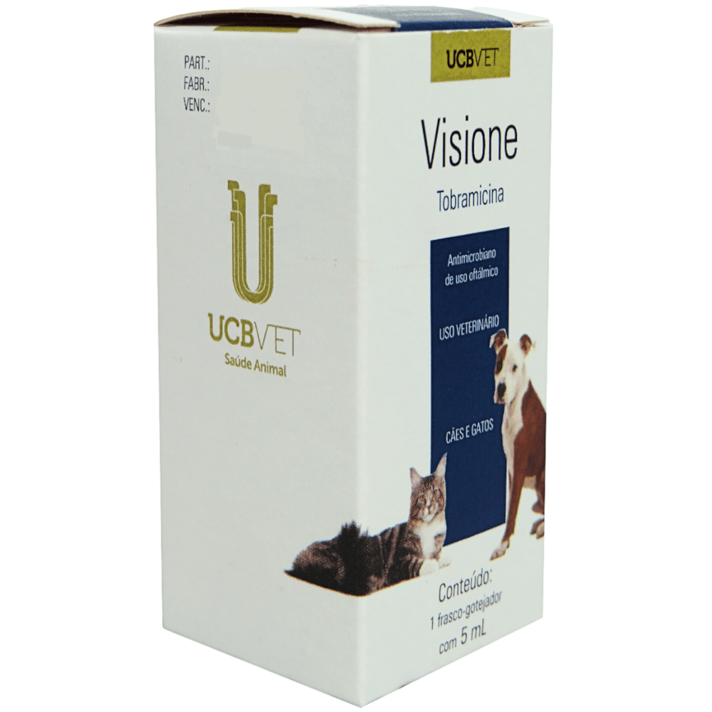 Visione Colírio Tobramicina 5ml Para Cães e Gatos ucbvet - parceiropet