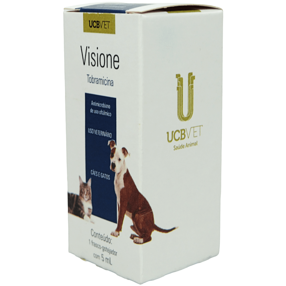 Visione Colírio Tobramicina 5ml Para Cães e Gatos ucbvet - parceiropet