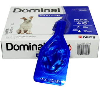 DOMINAL PIPETA PARA CÃES 5,1 A 10KG 1ML AZUL PREVENÇÃO PULGAS E ...