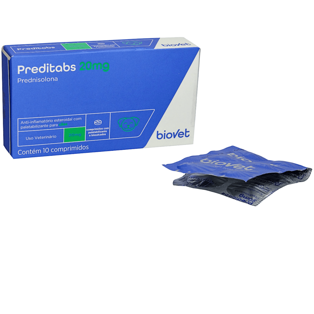PREDITABS 20MG PREDNISOLONA PARA CÃES BIOVET - parceiropet