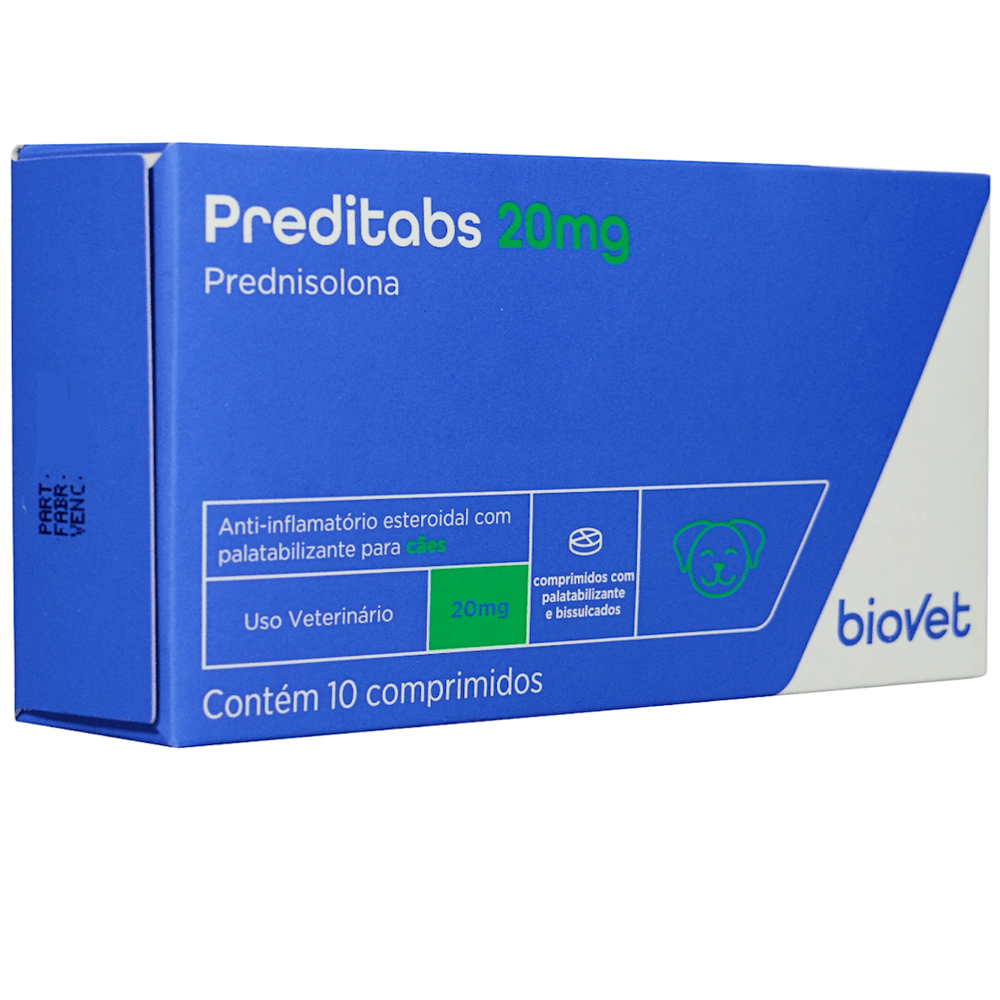 PREDITABS 20MG PREDNISOLONA PARA CÃES BIOVET - parceiropet