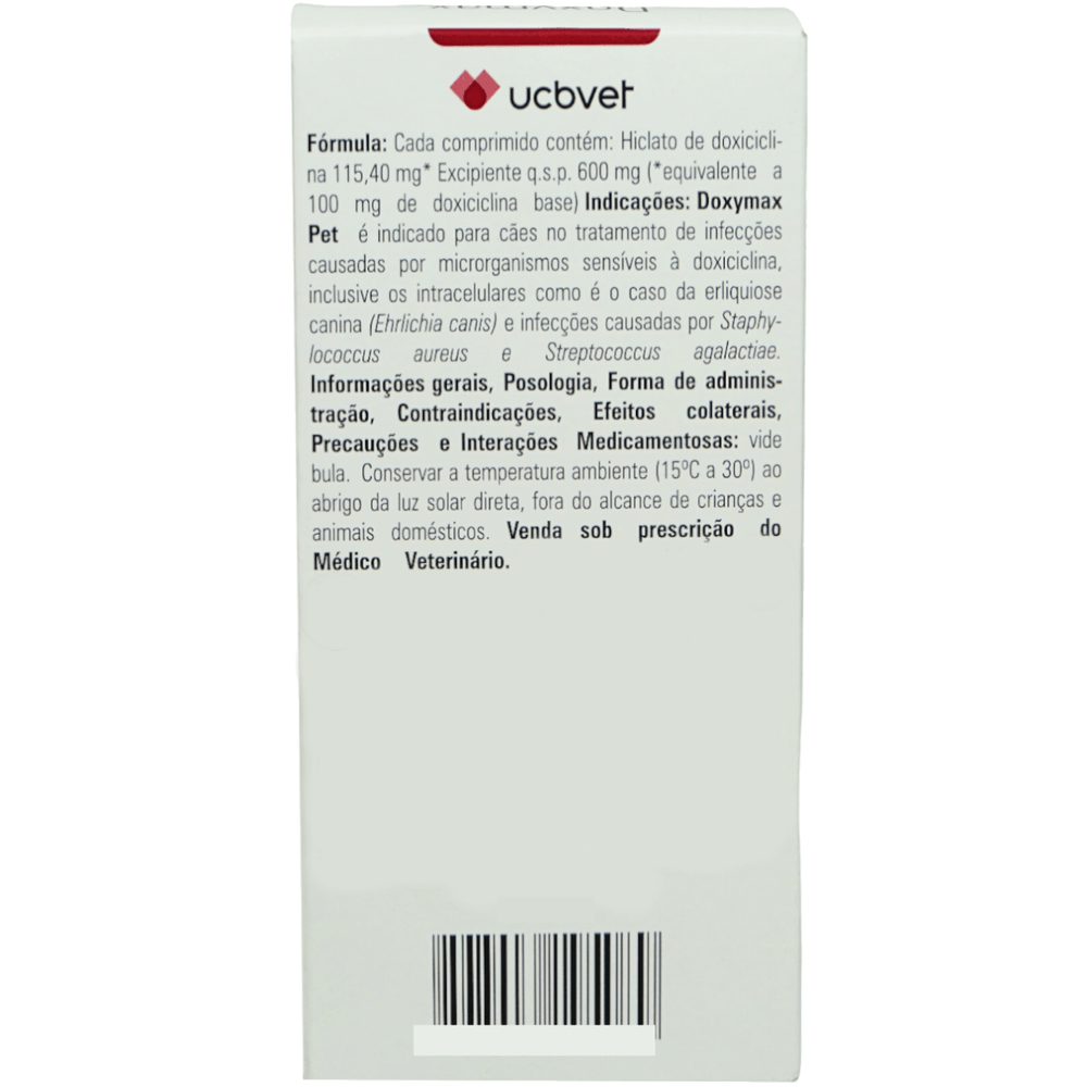 Antimicrobiano Doxymax Pet (Hiclato de doxiciclina) 100mg C/14 comp ...